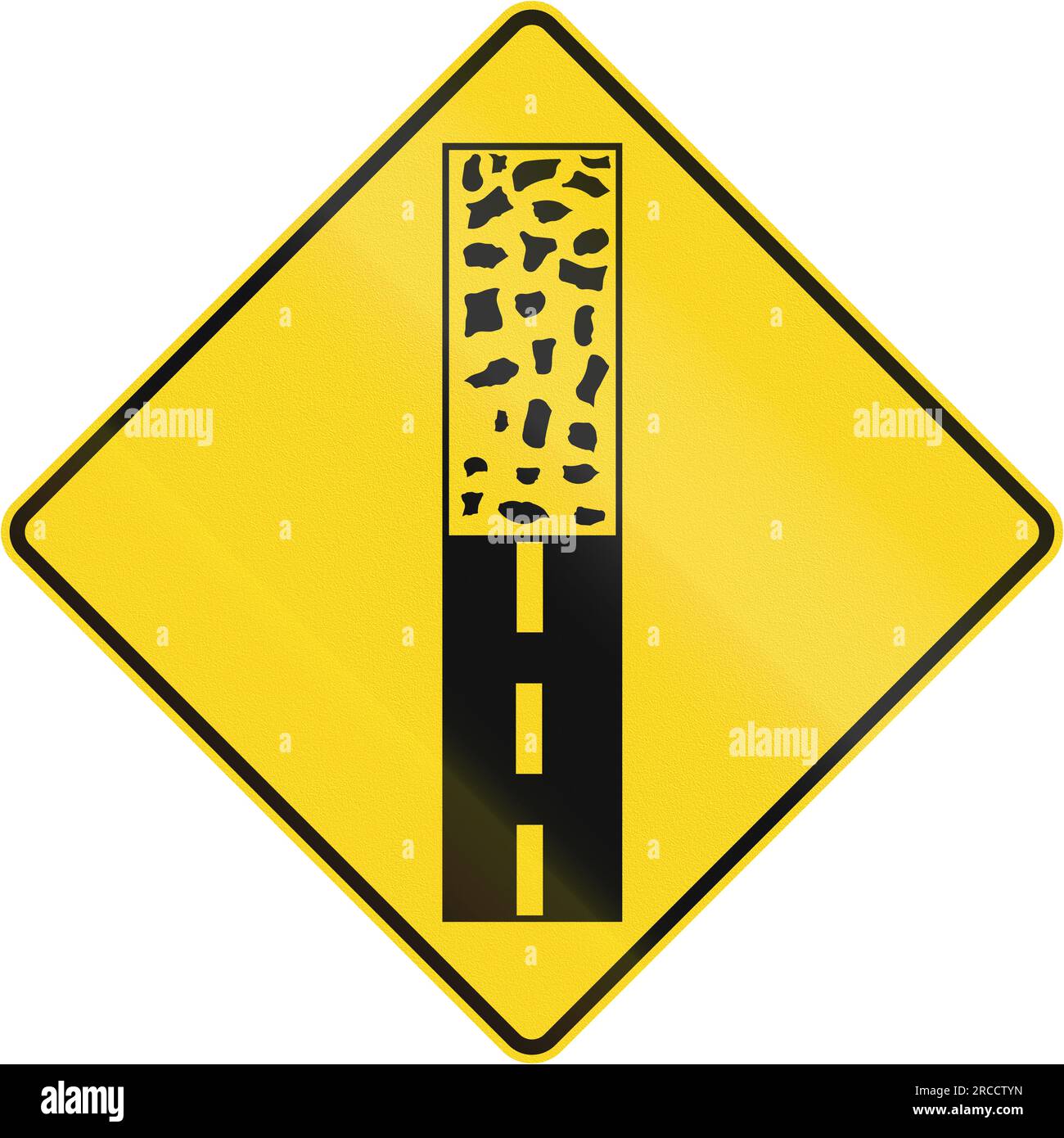 Canadian road warning sign - Pavement ends. This sign is used in Quebec ...