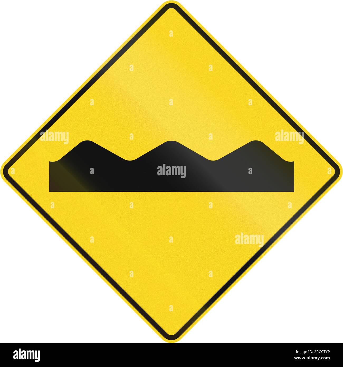 Canadian road warning sign - Rough road. This sign is used in Quebec ...
