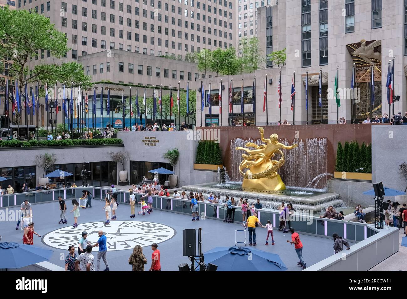 Architectural detail of Rockefeller Center, a large complex consisting ...
