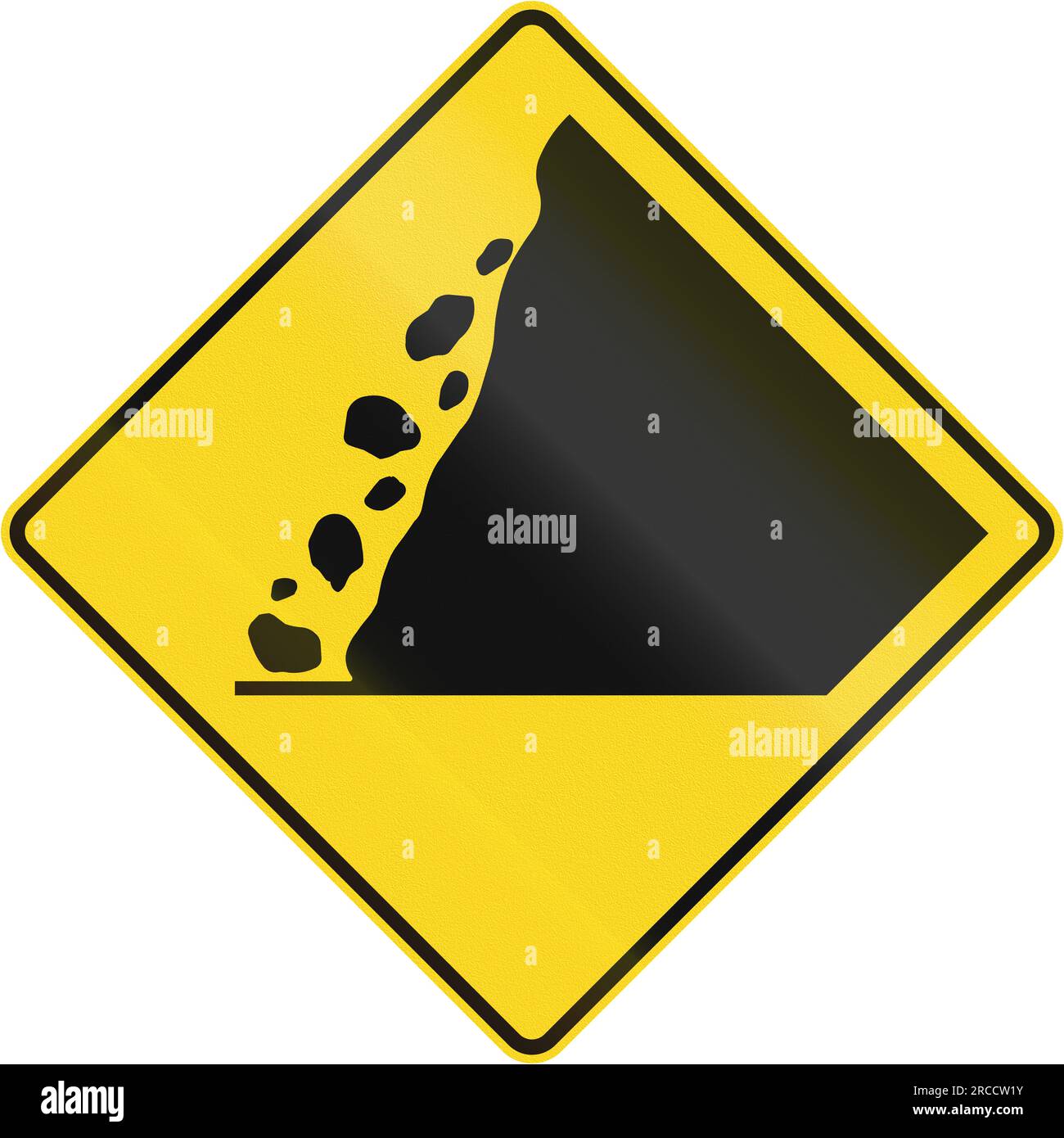 Canadian warning traffic sign - Falling Rocks from the right. This sign ...