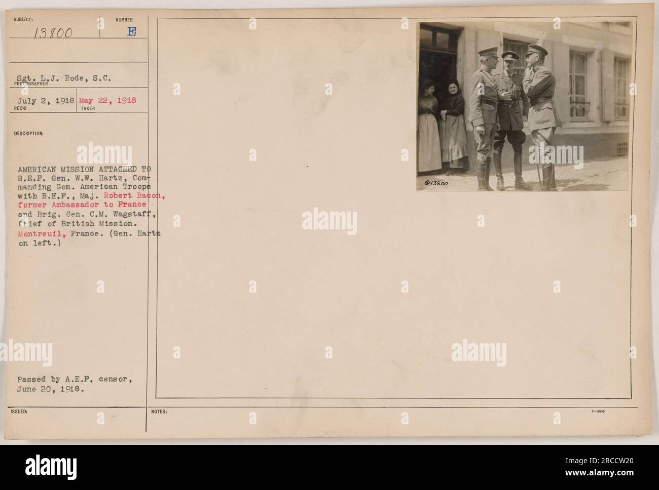 Maj gen f w hartz hi-res stock photography and images - Alamy