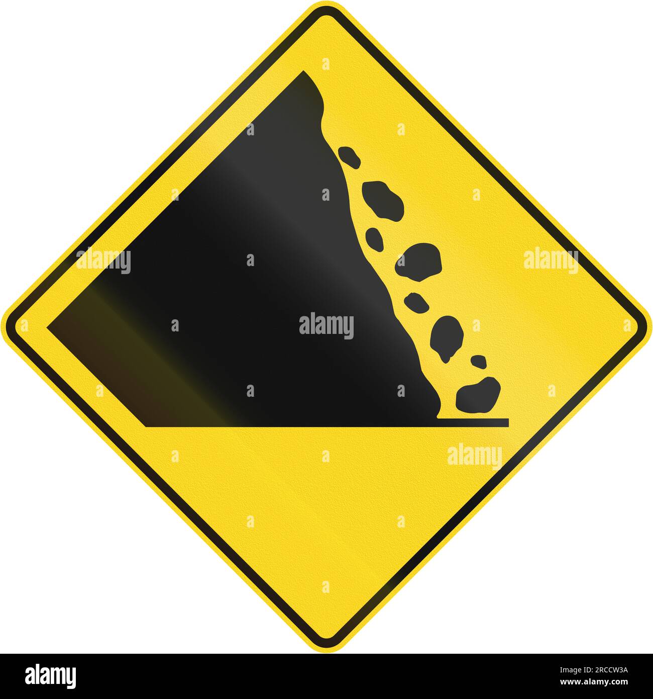 Canadian warning traffic sign - Falling Rocks from the left. This sign ...