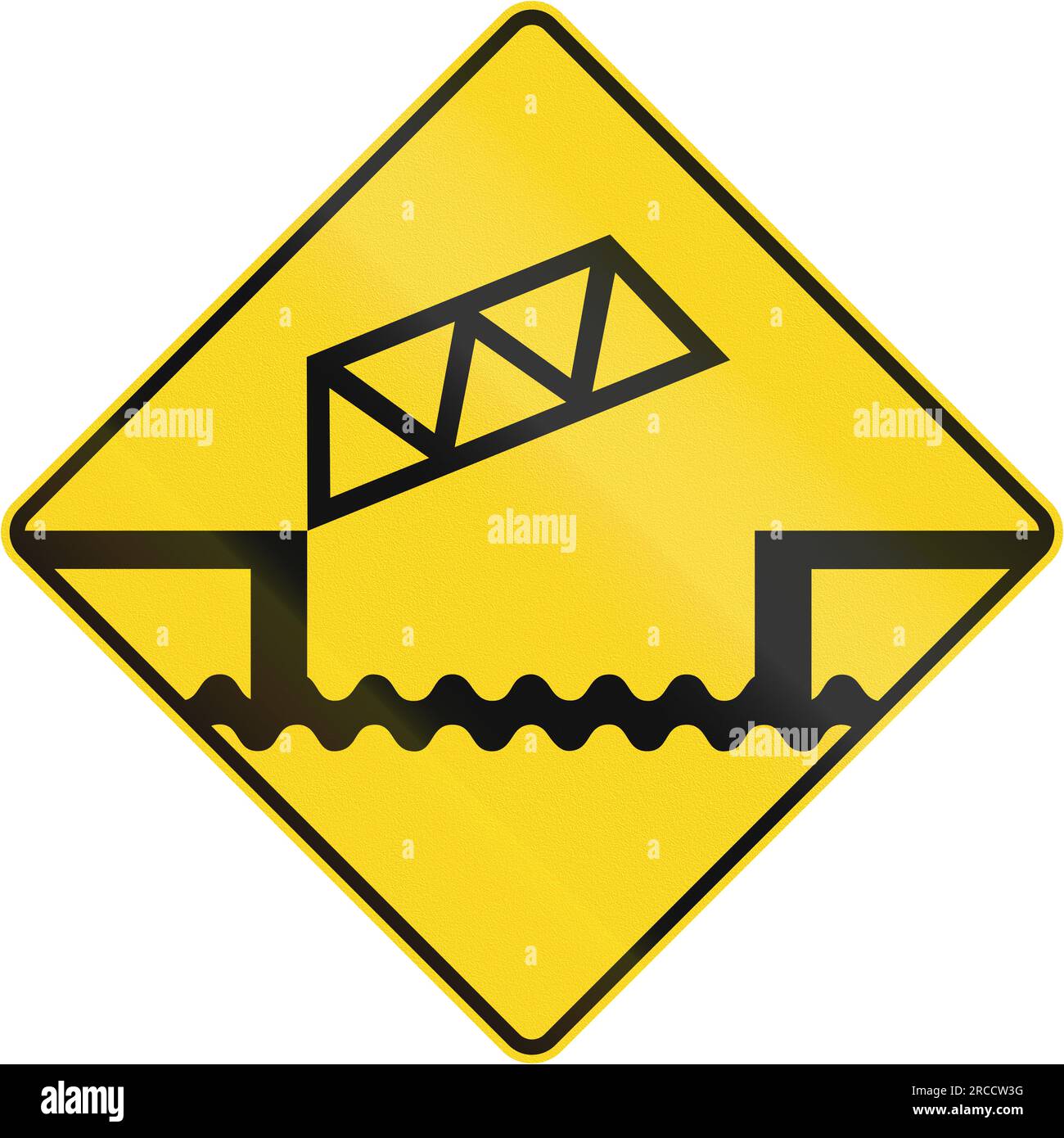 Warning road sign in Canada - Movable bridge. This sign is used in ...