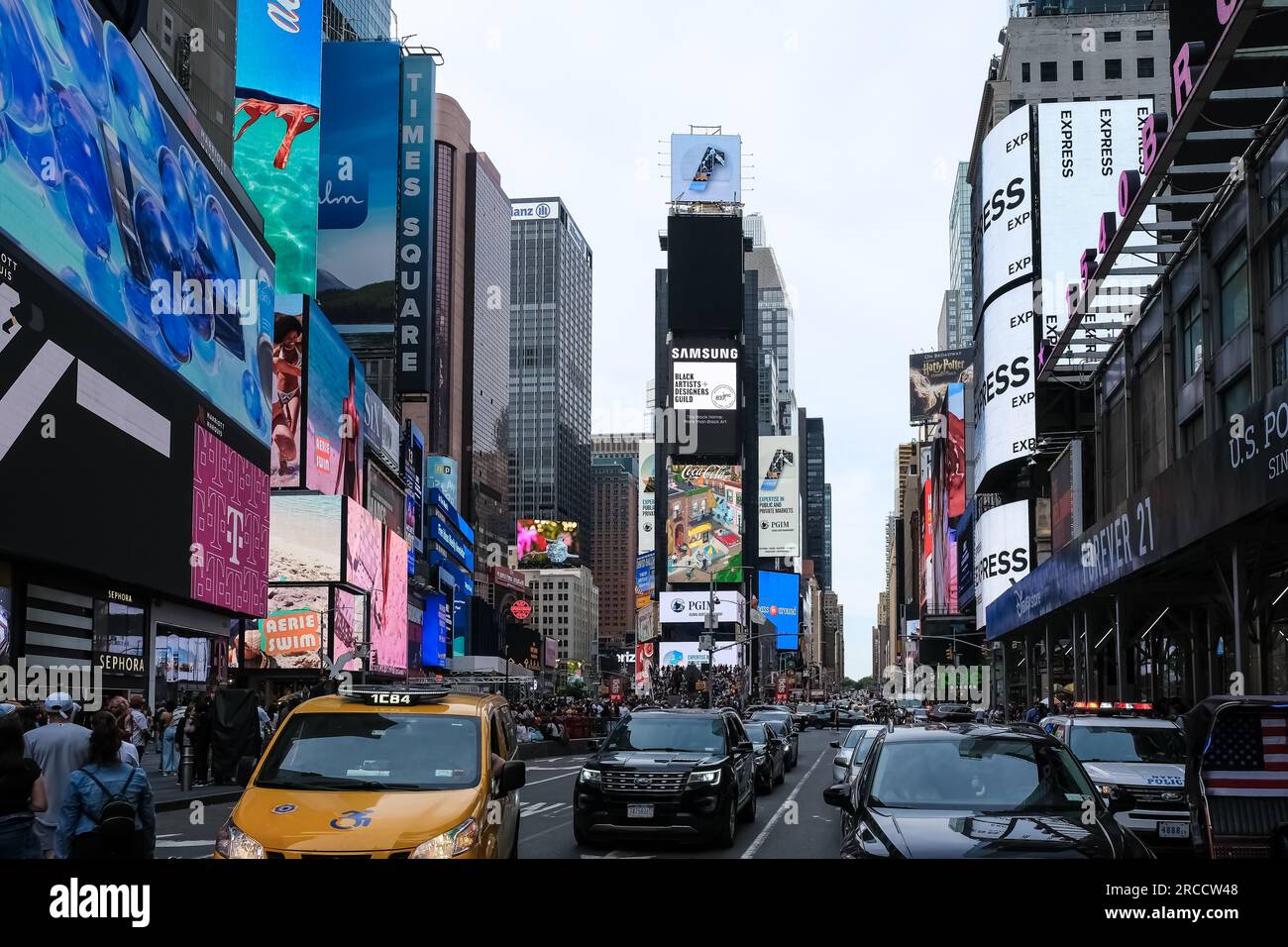 Architectural detail of Times Square, a major commercial intersection ...