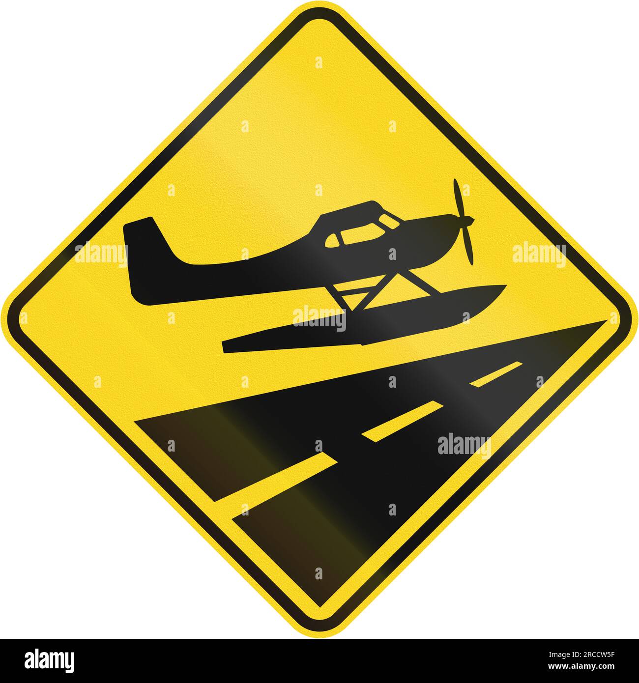 Warning road sign in Quebec, Canada - Low flying propeller planes Stock ...
