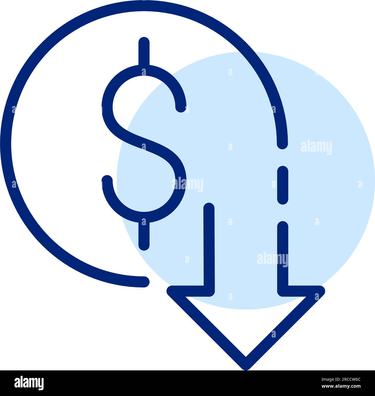 Cash back sign. Dollar in an arrow pointing down. Pixel perfect icon ...