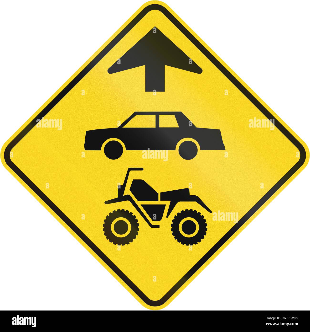 Canadian road warning sign - ATVs and cars ahead. This sign is used in ...
