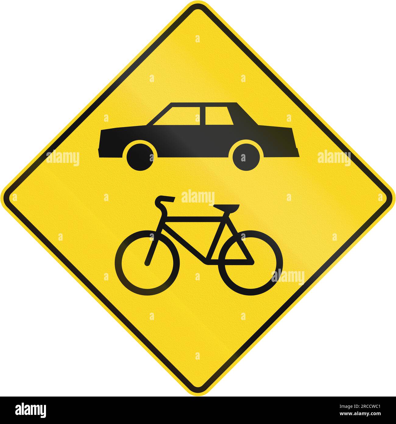 Canadian road warning sign - Bicycles and cars. This sign is used in ...