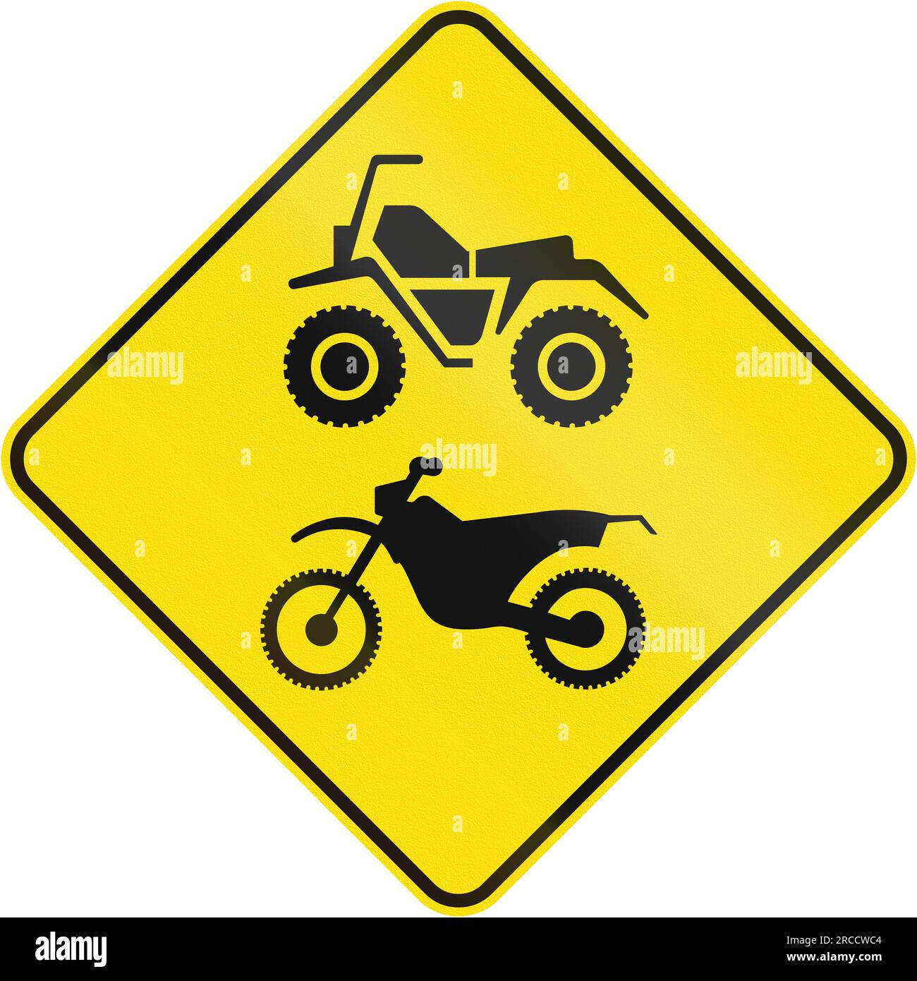 Warning road sign in Quebec, Canada - Motorcycles and quadbikes Stock ...
