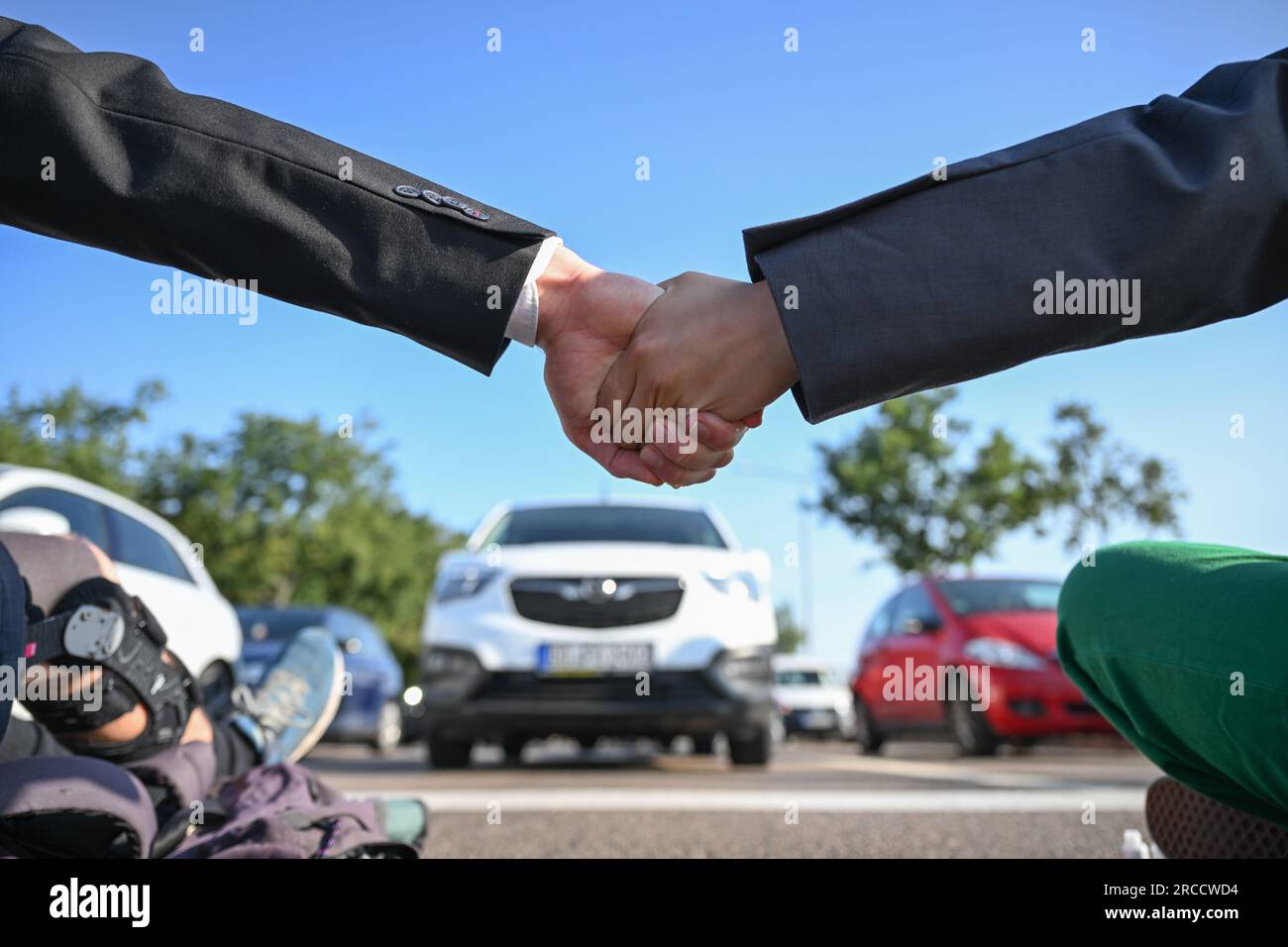 Dresden, Germany. 14th July, 2023. Members of the Last Generation ...