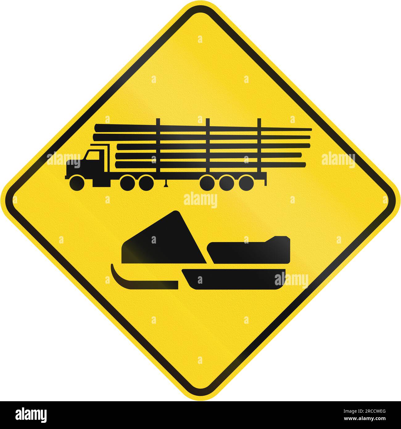 Canadian road warning sign - Lumber trucks and snowmobiles. This sign ...
