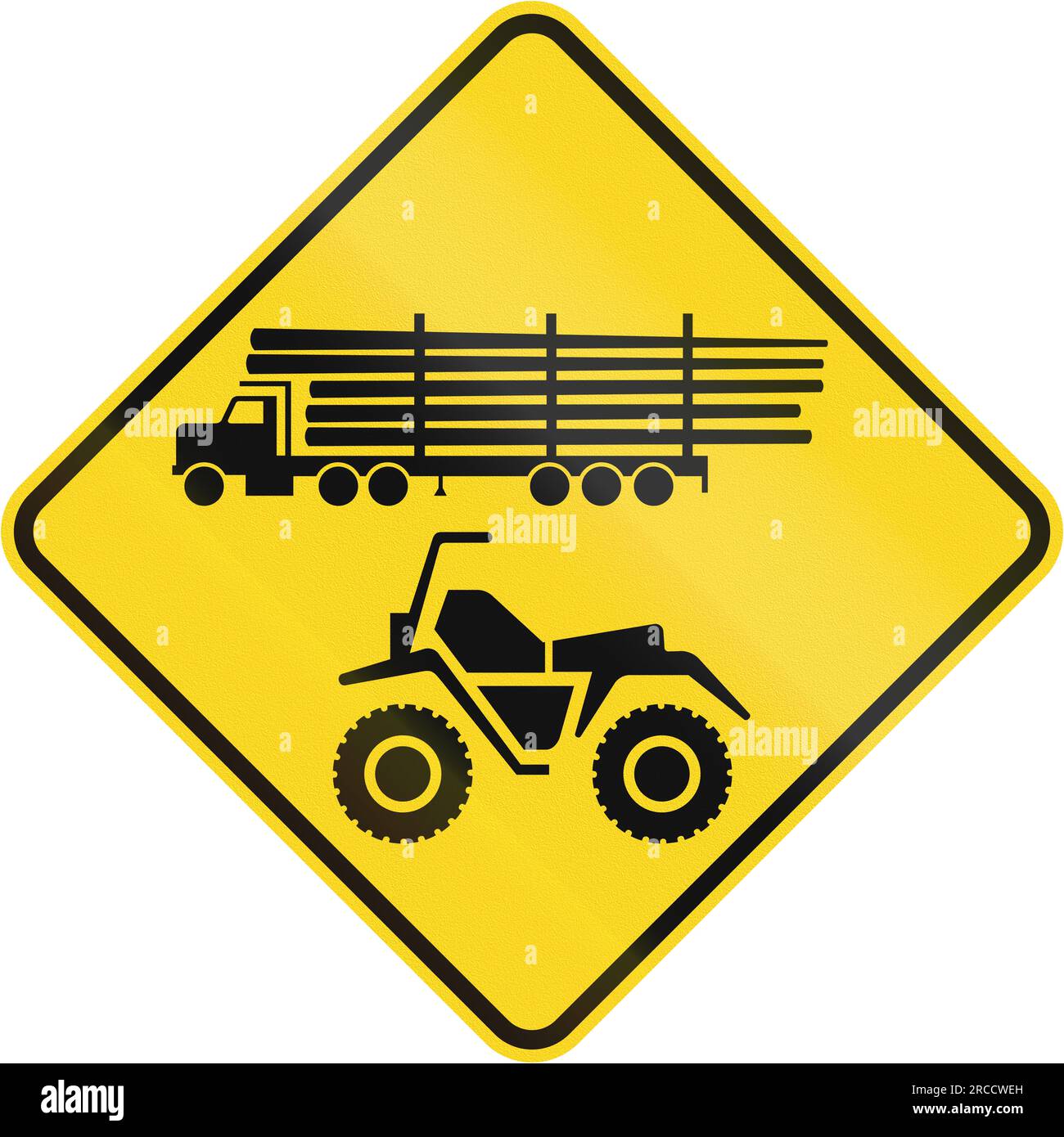 Canadian road warning sign - Lumber trucks and ATVs. This sign is used ...