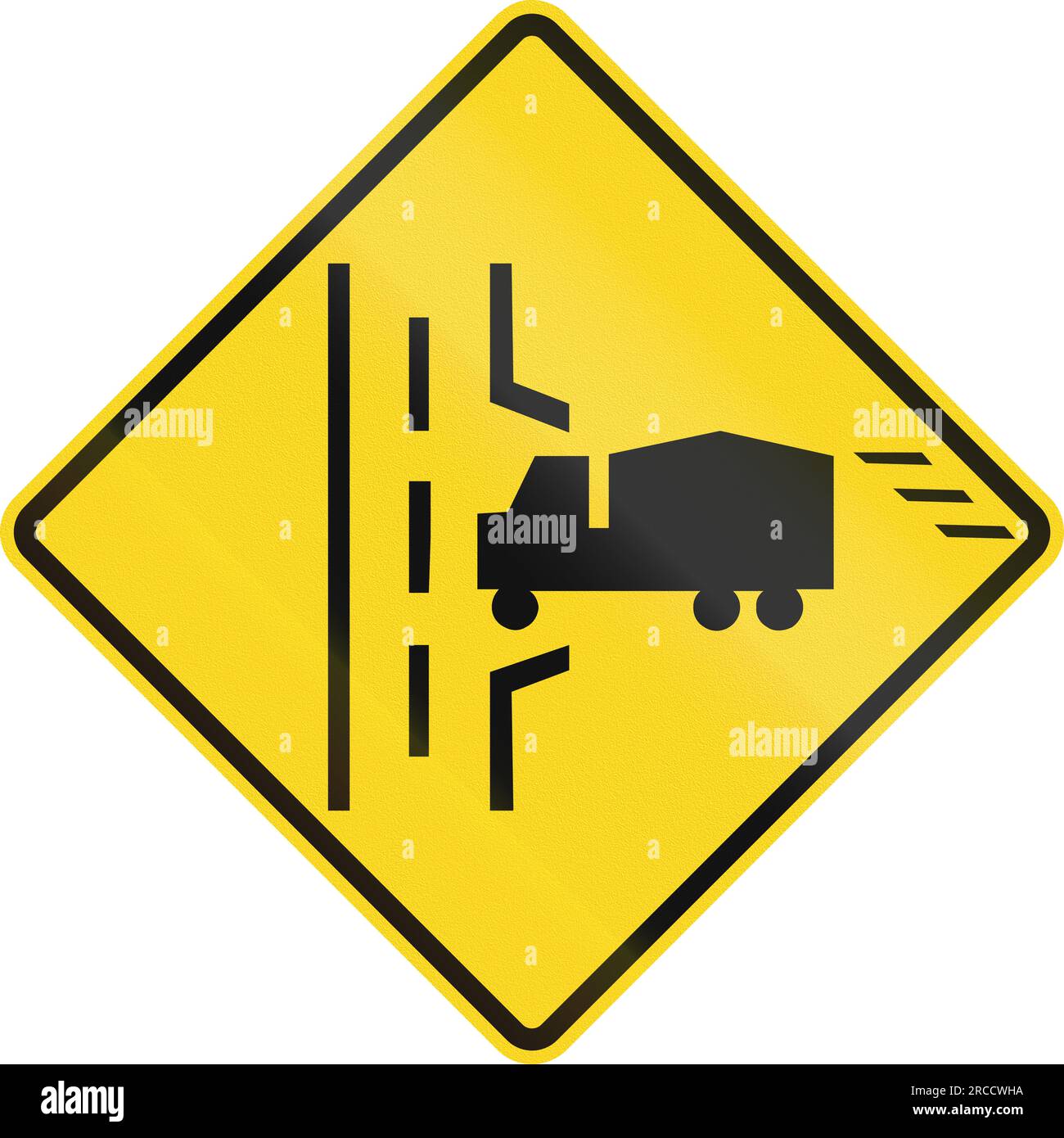 Warning road sign in Canada - Truck entrance on the right. This sign is ...
