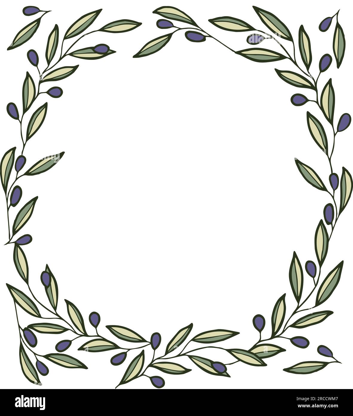 Vector background with olive tree decoration. Vegan food illustration ...