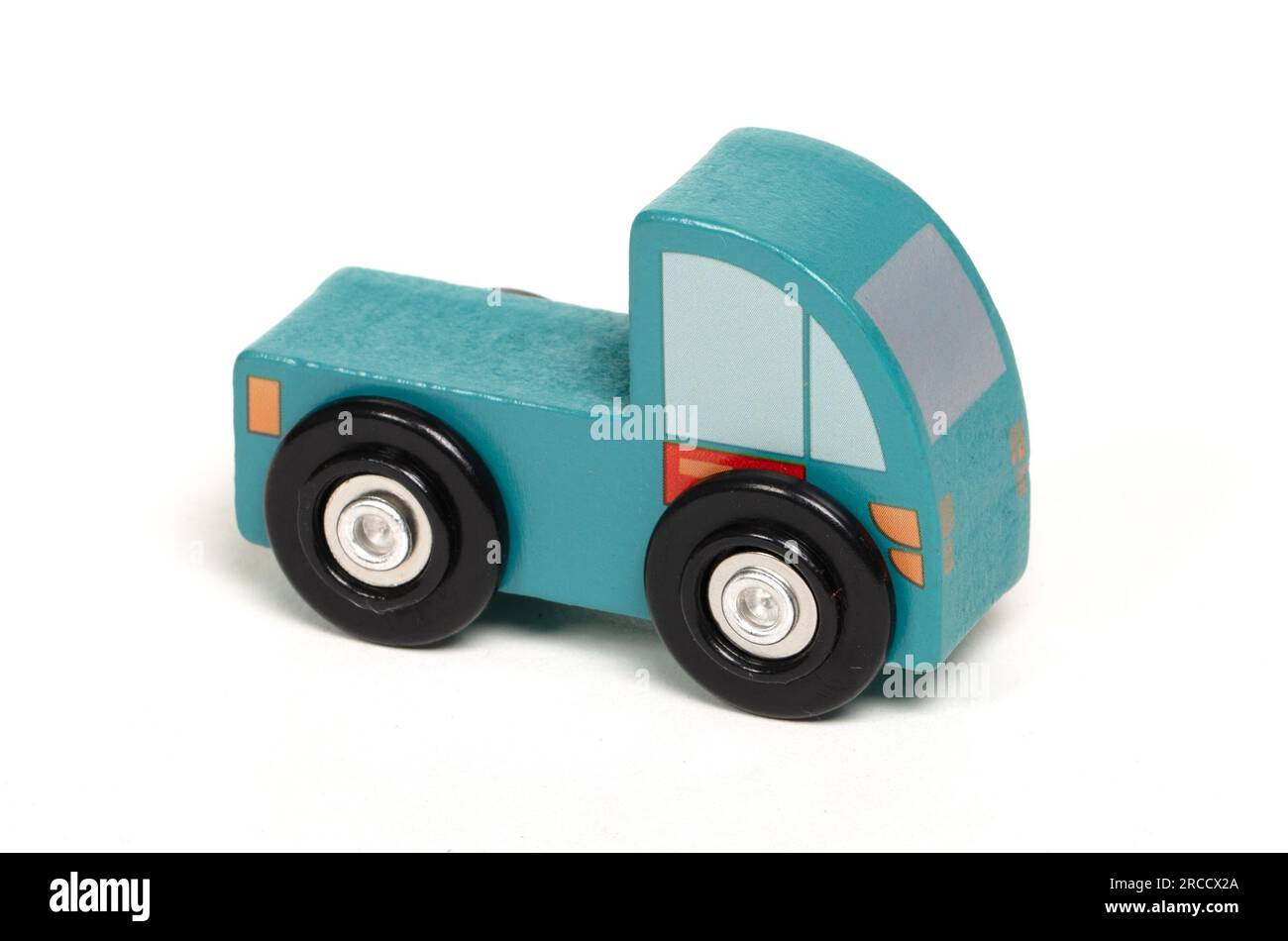 Retro wooden toy car isolated on a white background Stock Photo - Alamy