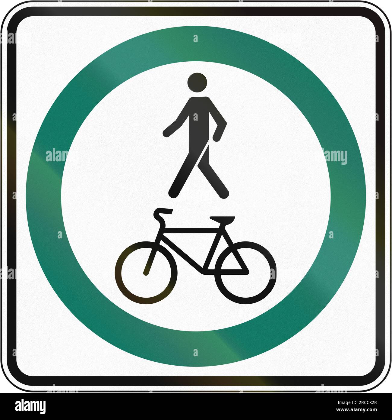Regulatory road sign in Quebec, Canada - Shared use path with single ...