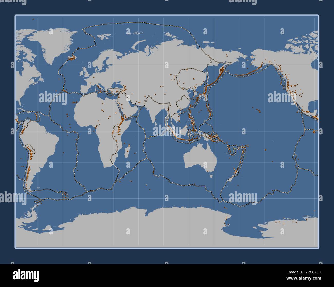 Shape of the Burma tectonic plate on the solid contour map in the Gall ...