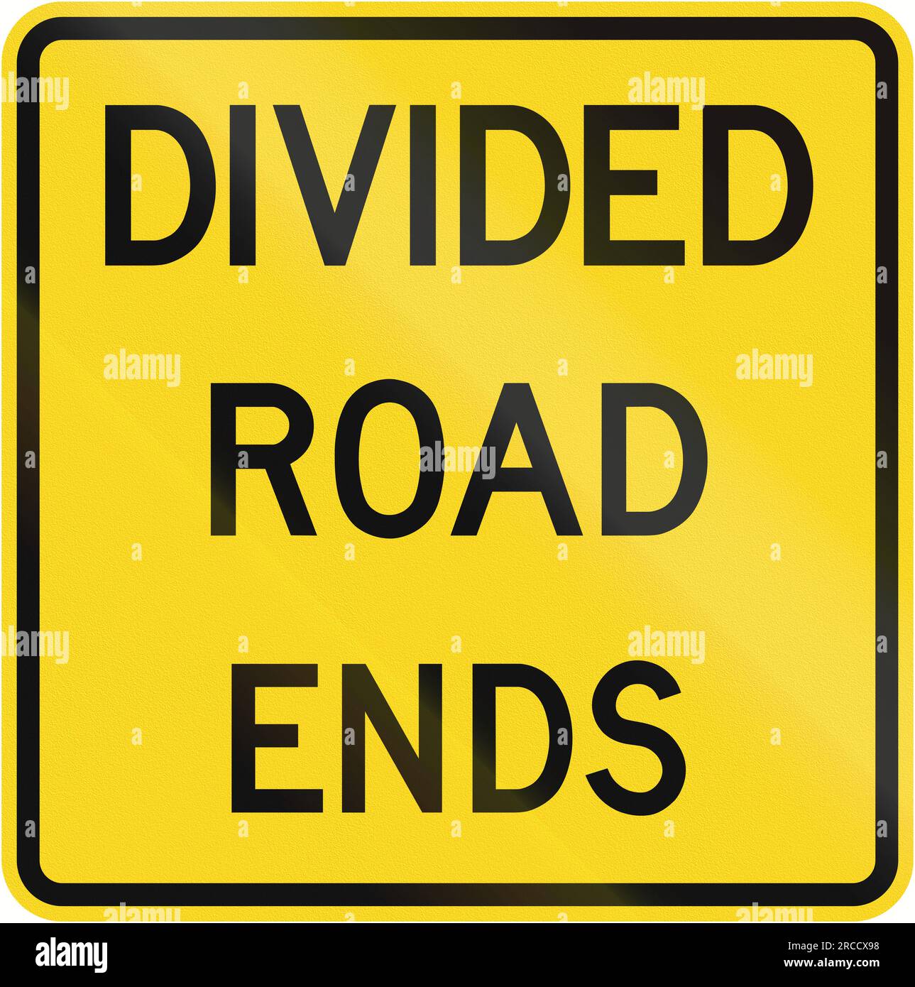 Canadian road warning sign - Divided road ends. This sign is used in ...
