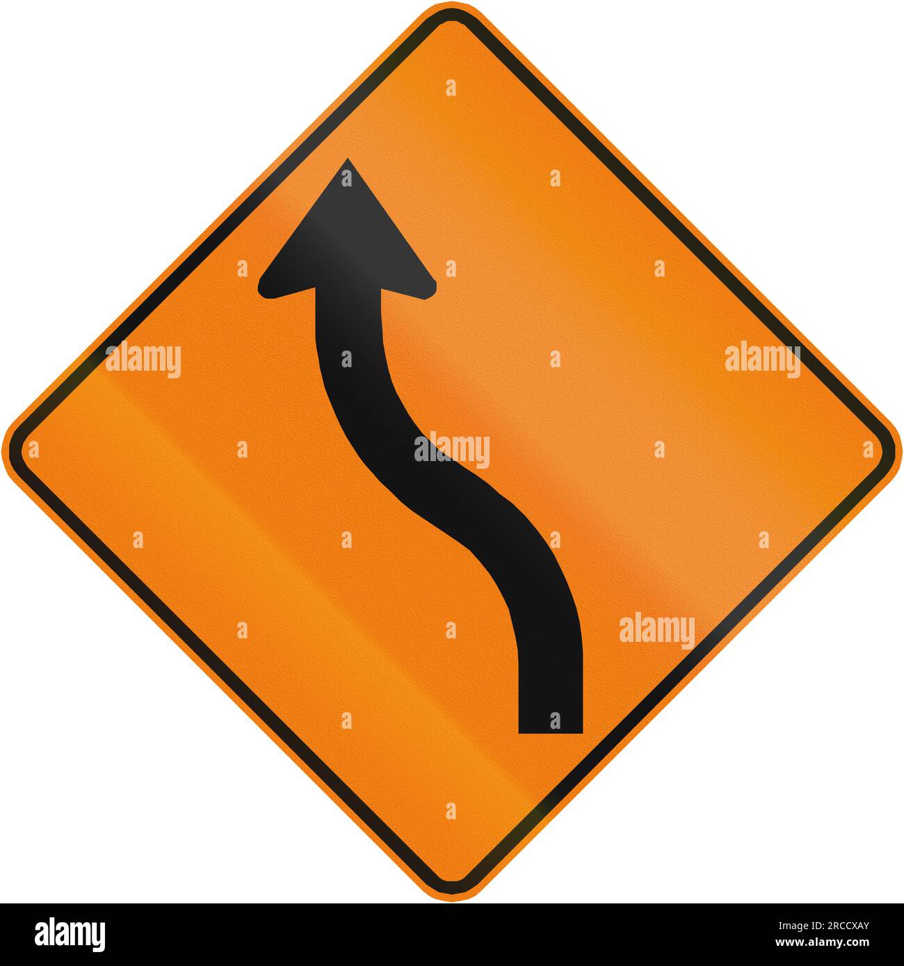 Canadian road warning sign - Reverse curve. This sign is used in Quebec ...