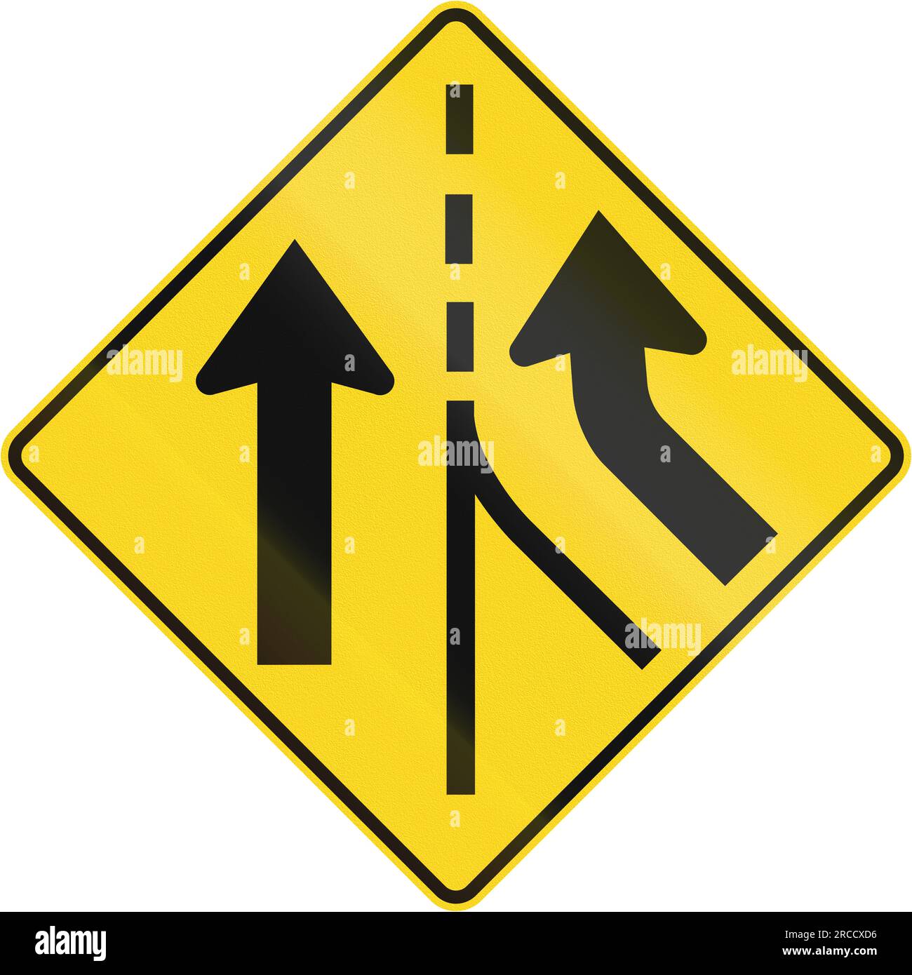 Canadian road warning sign - Merging from the right. This sign is used ...