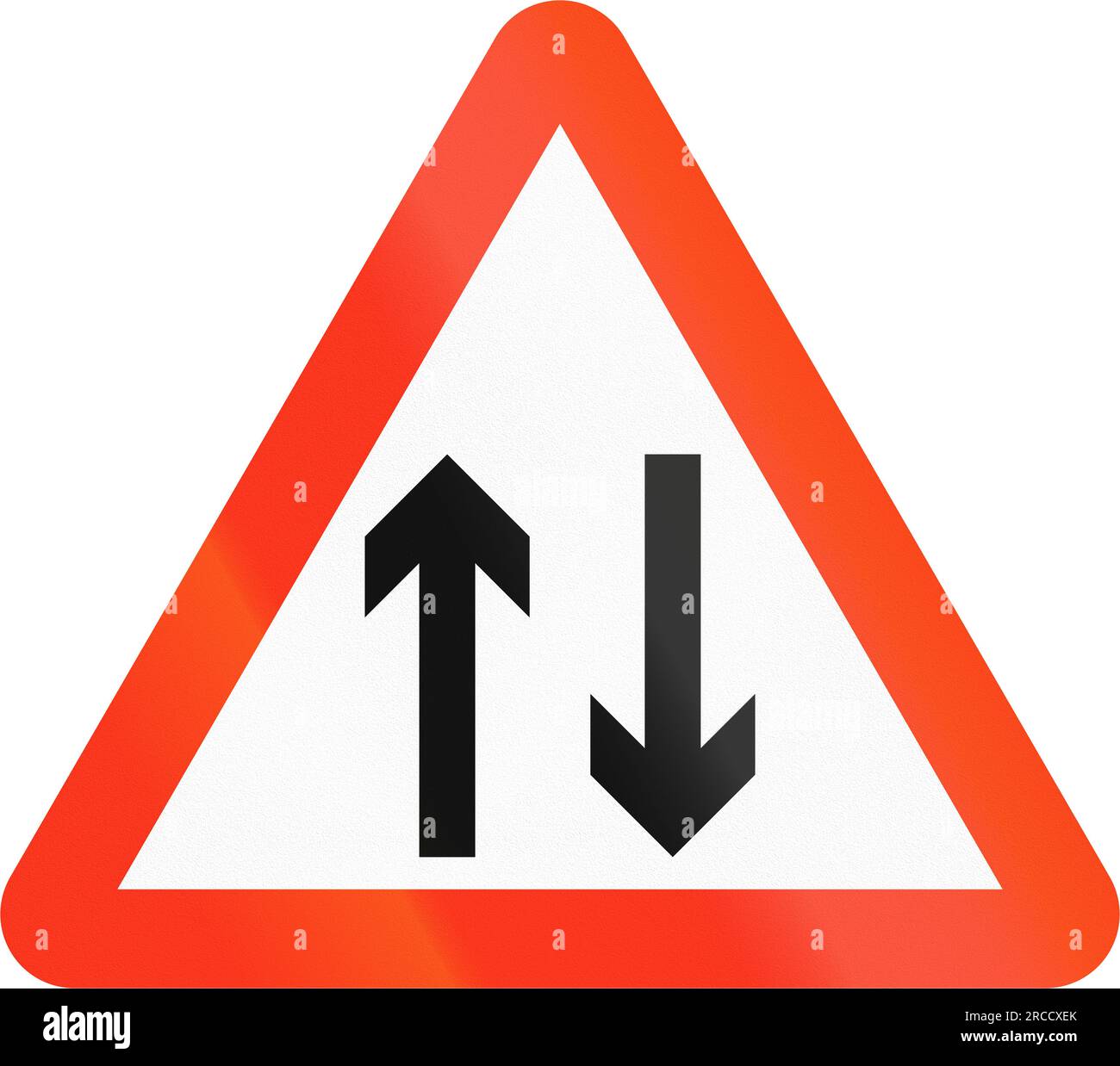 Two way traffic sign on white triangle hi-res stock photography and ...