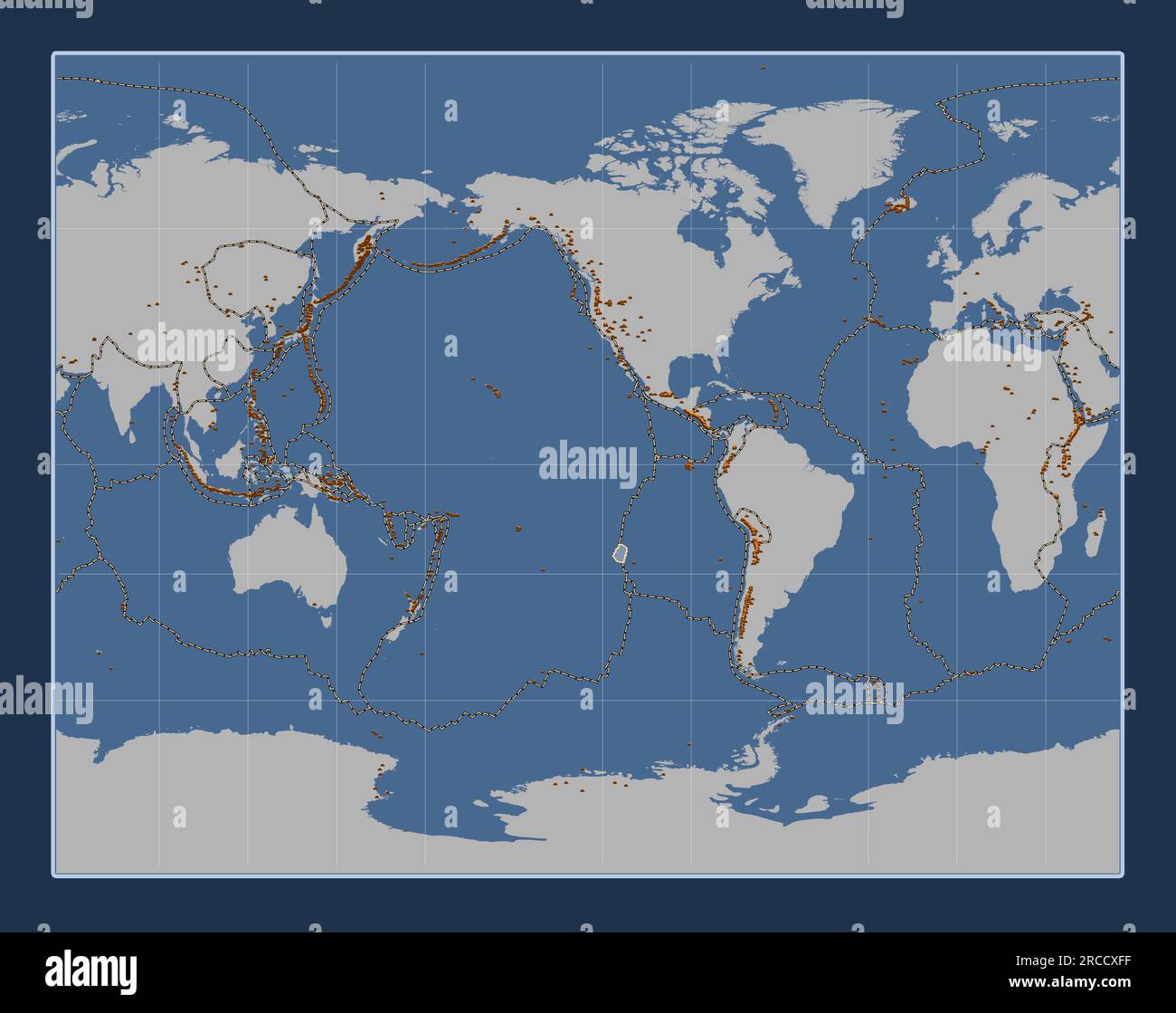 Shape of the Easter tectonic plate on the solid contour map in the Gall ...
