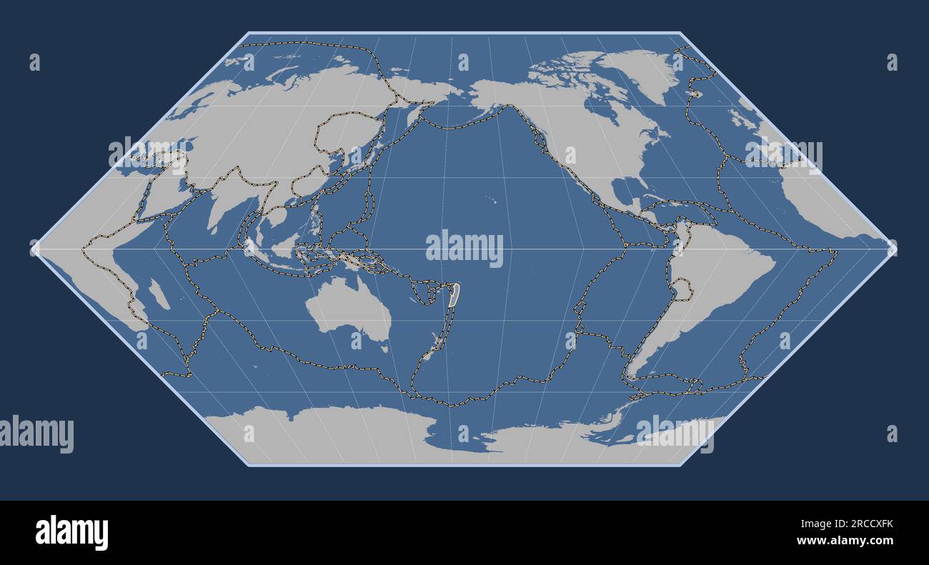 Shape of the Tonga tectonic plate on the solid contour map in the ...