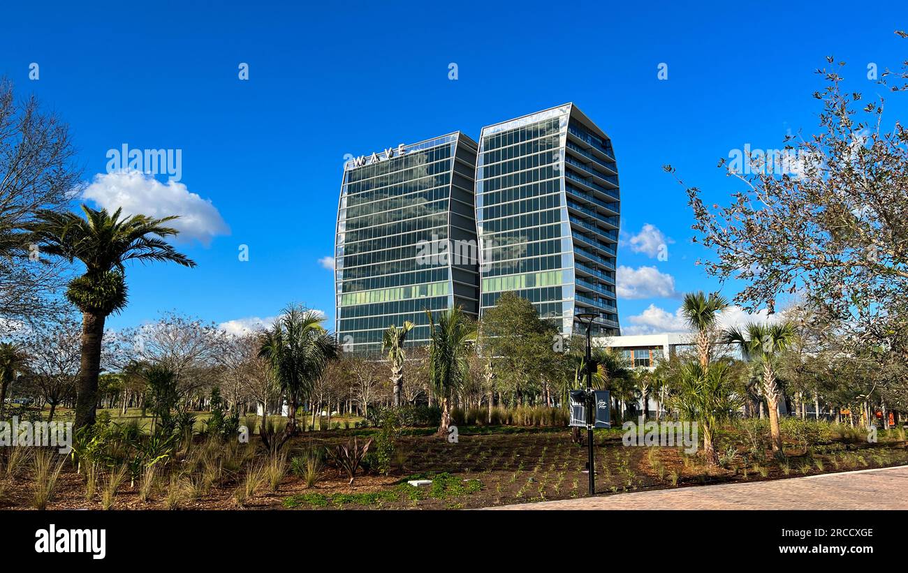 Orlando, FL USA - December 23 2021: The exterior of the Wave Hotel at ...