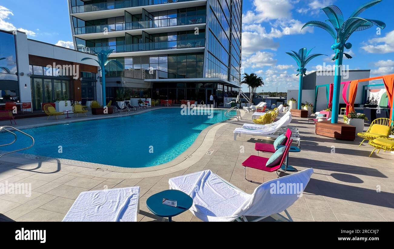 Orlando, FL USA - December 23 2021: The outdoor amenities with a ...