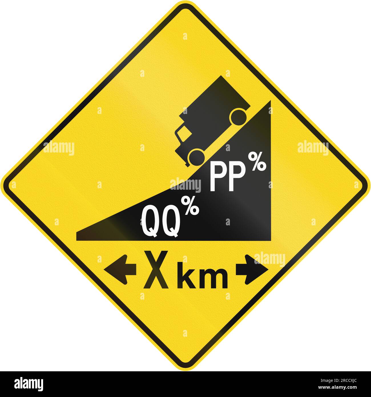 Canadian road warning sign - Hill or steep grade with multiple sections ...