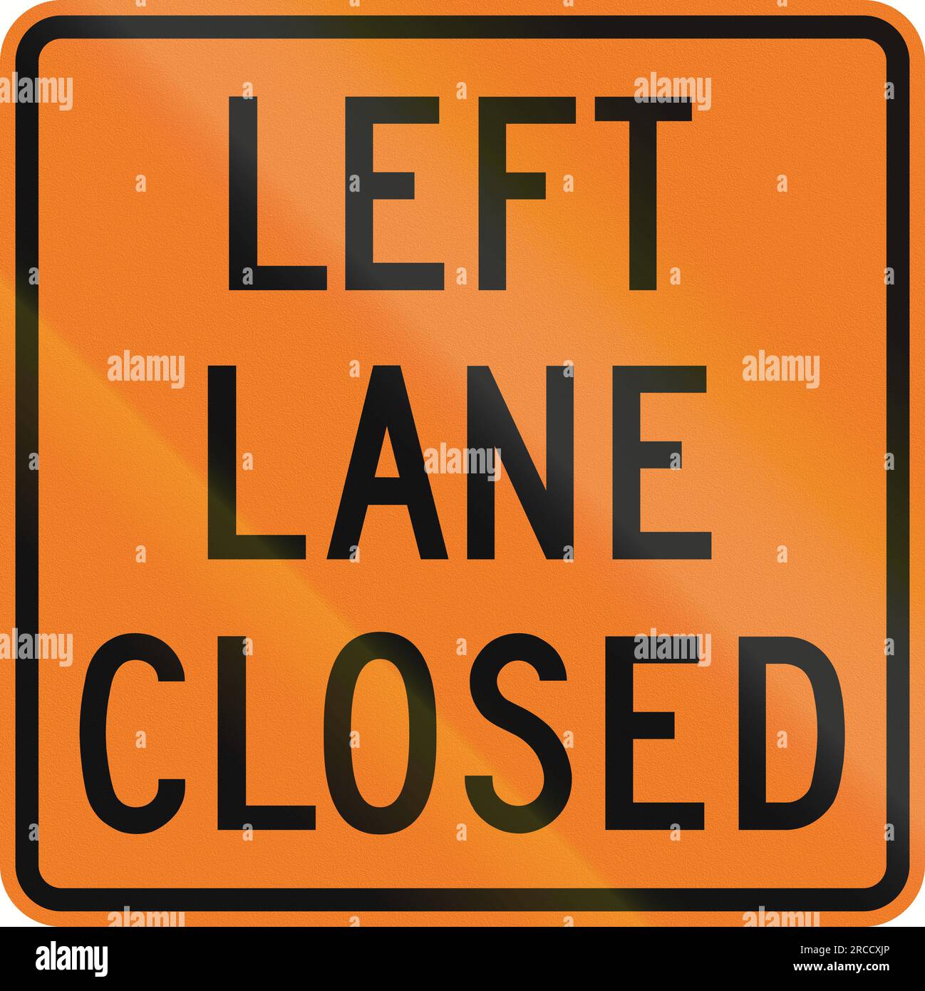 Temporary traffic sign in Canada - Left lane closed. This sign is used ...