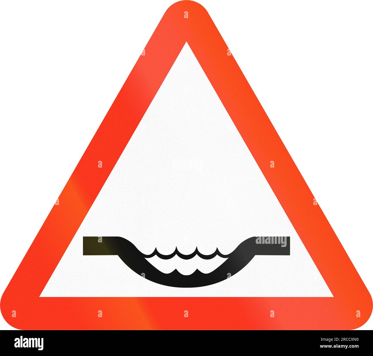 Warning road sign in Bangladesh: Road dip or ford Stock Photo - Alamy