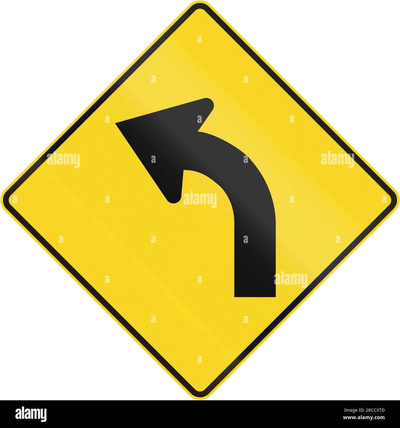Canadian road warning sign - Left curve ahead. This sign is used in ...