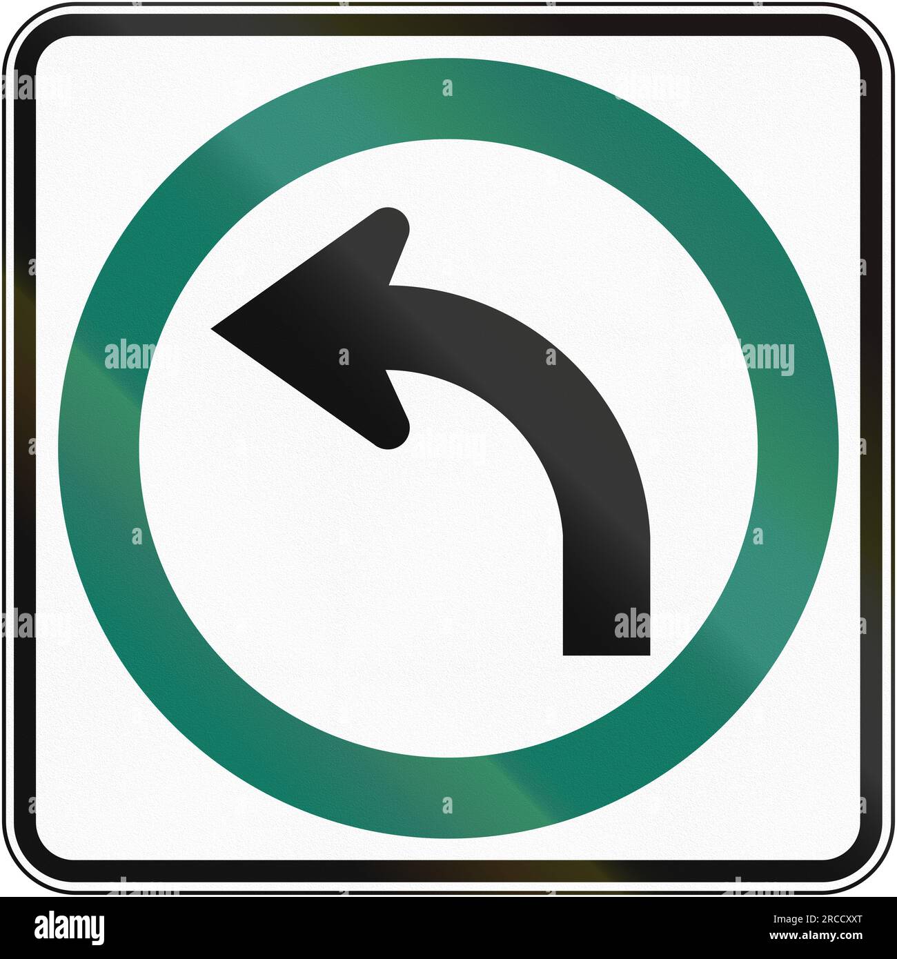 Regulatory road sign in Quebec, Canada - Turn left Stock Photo - Alamy
