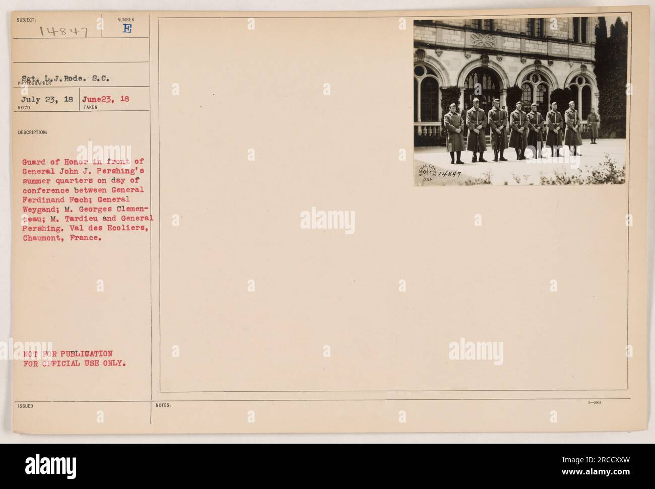 A Guard of Honor is shown in front of General John J. Pershing's summer ...