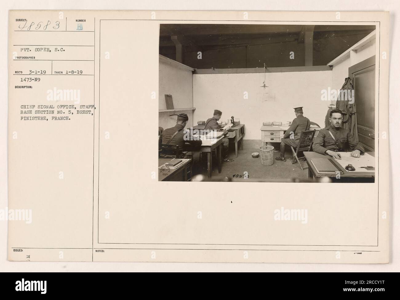 Soldiers from Base Section No. 5 of the Chief Signal Corps Office in ...