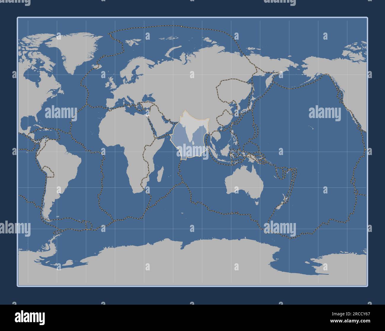 Shape Of The Indian Tectonic Plate On The Solid Contour Map In The Gall Stereographic Projection