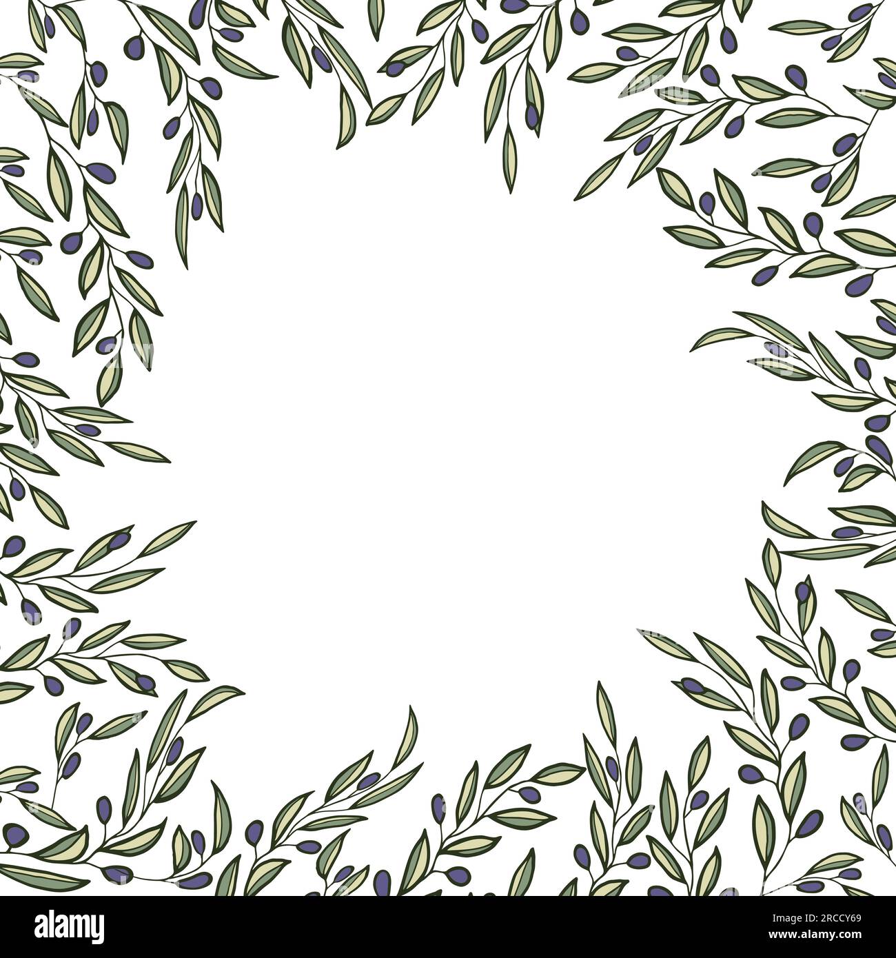 Vector background with olive tree decoration. Vegan food illustration ...