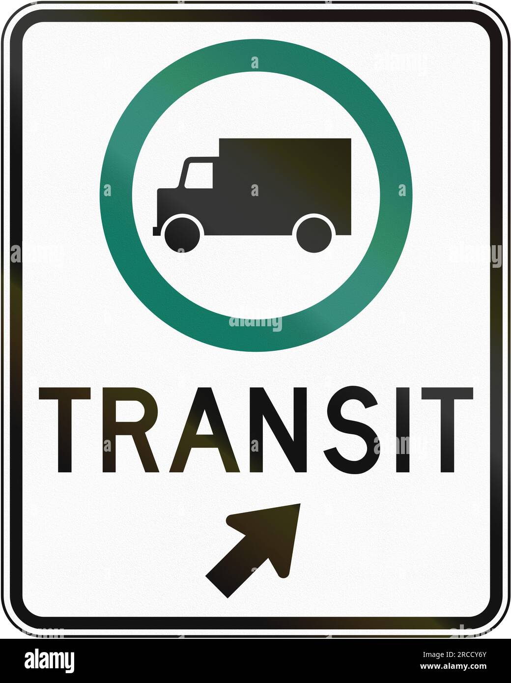 Regulatory road sign in Quebec, Canada - Transit lorry lane with ...