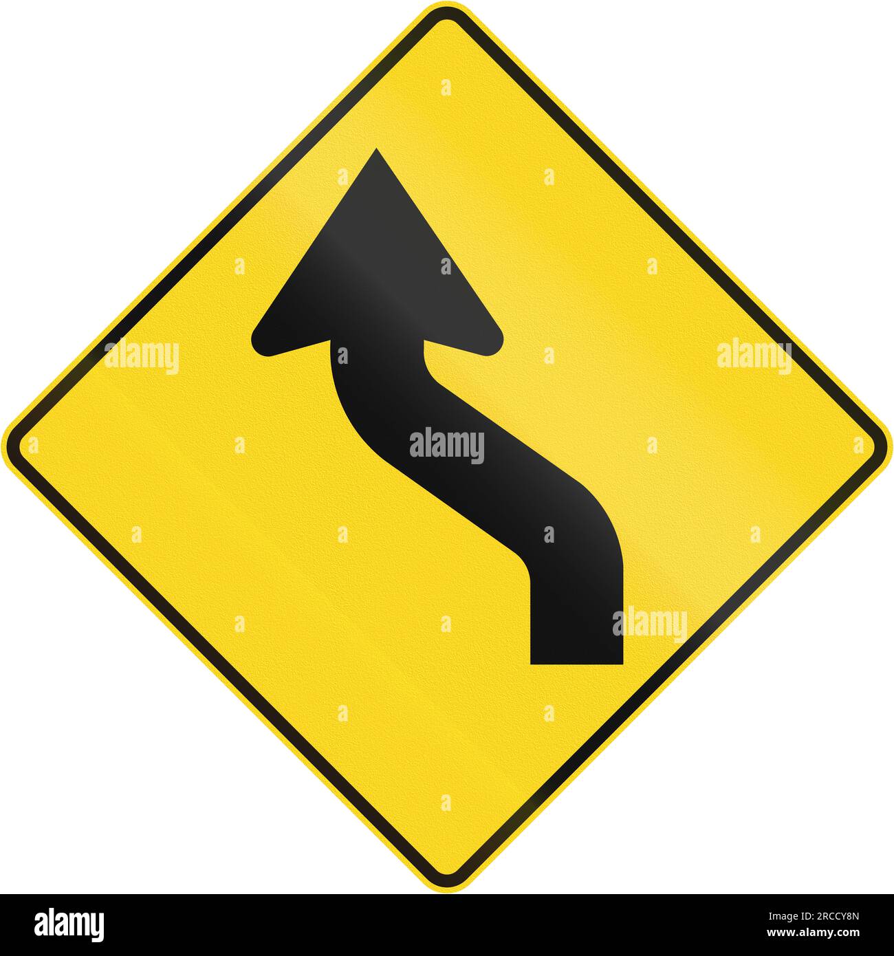 Canadian road warning sign - Reverse curve first to left. This sign is ...