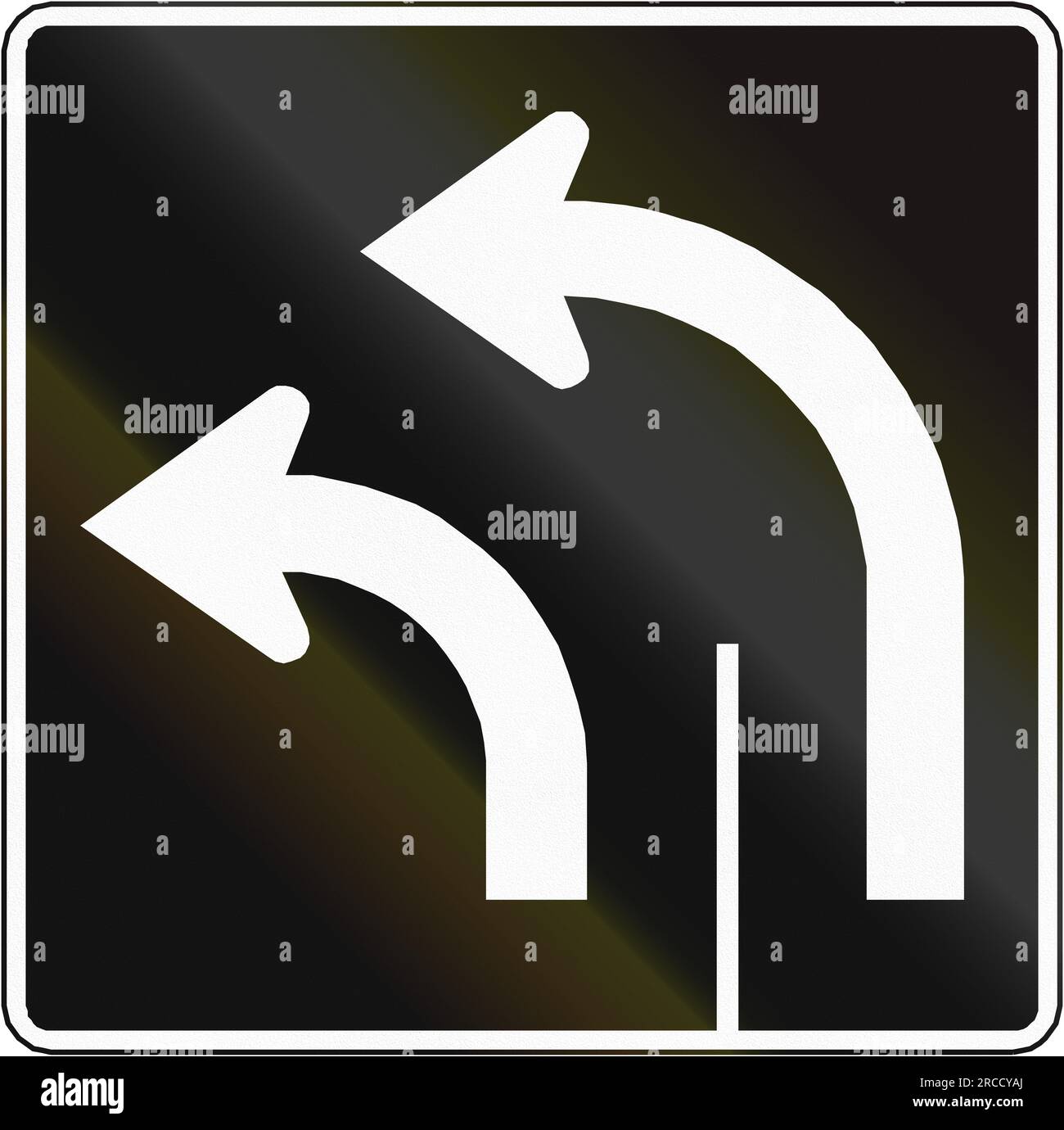 Lane management sign in Canada - Two lanes turn left. This sign is used ...