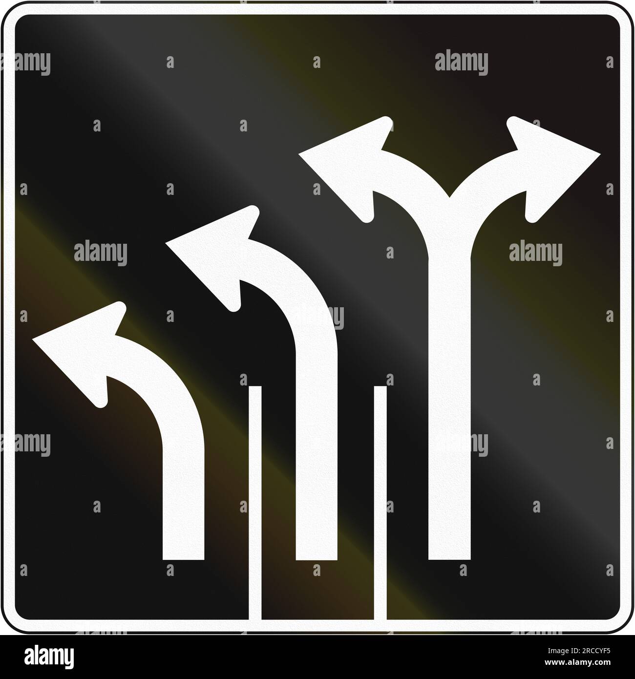Lane management sign in Canada - Three lanes left and right. This sign ...
