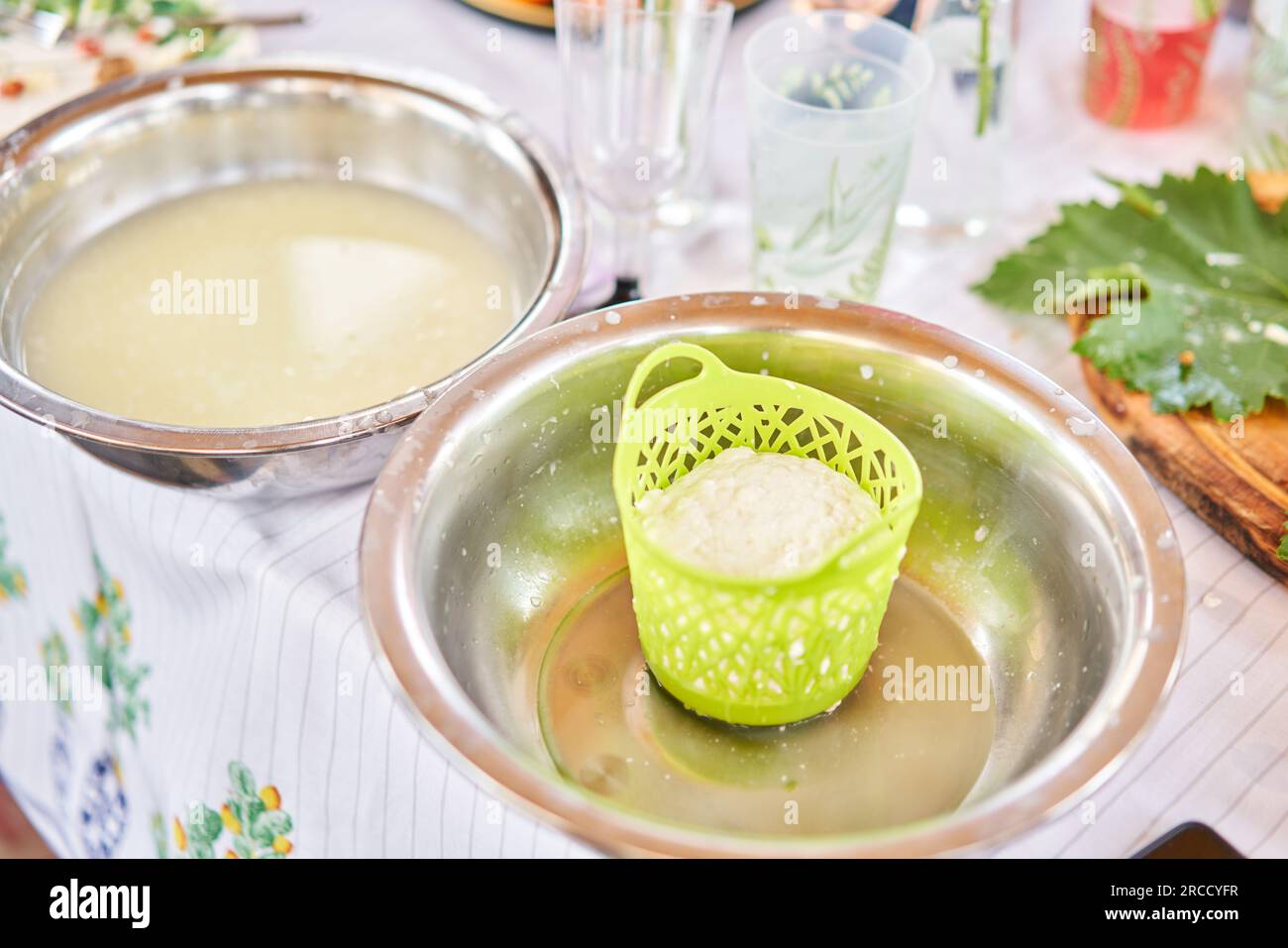 Master class and cheese tasting. Women make cheese. The enzyme and ...