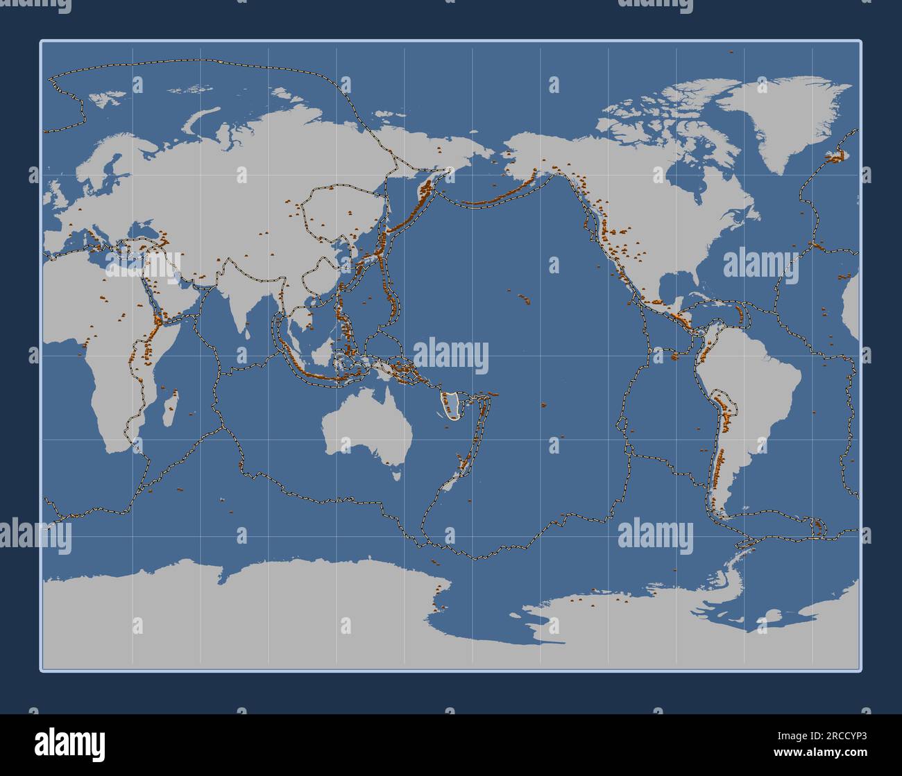 Shape Of The New Hebrides Tectonic Plate On The Solid Contour Map In The Gall Stereographic