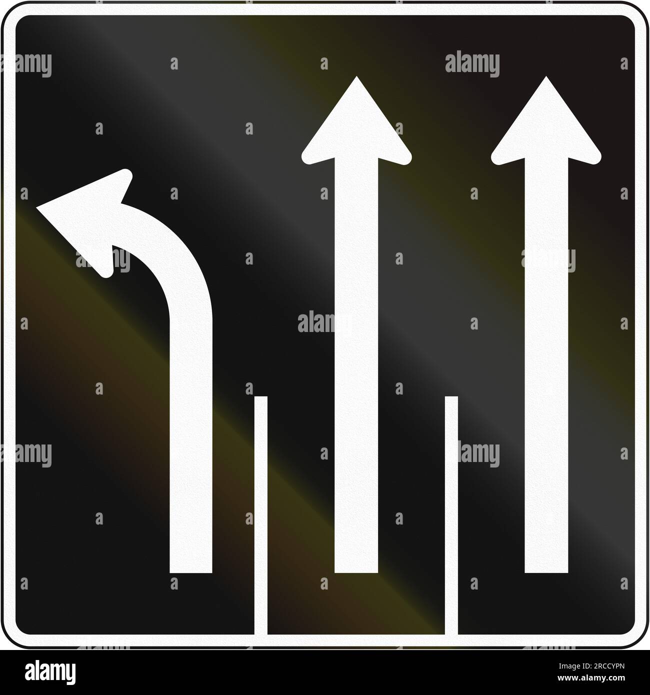 Lane management sign in Canada - Three lanes straight and left. This sign is used in Quebec ...