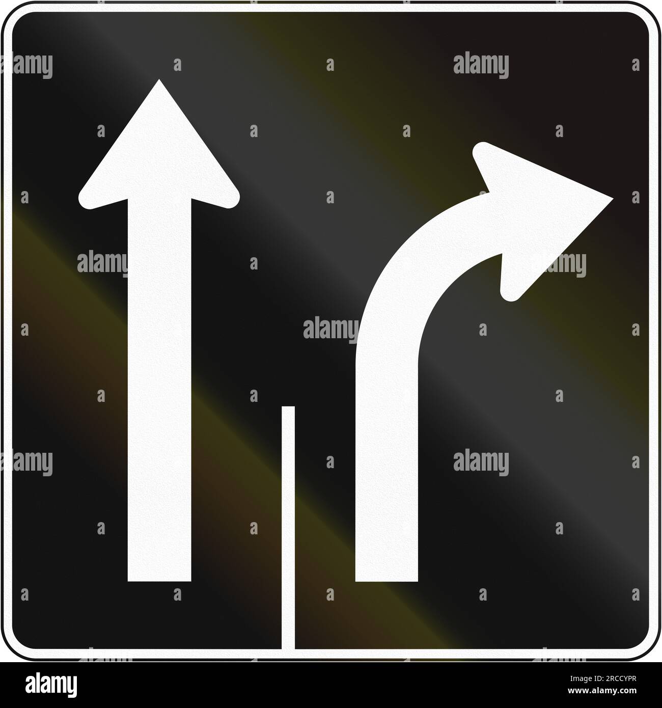 Lane management sign in Canada - Two lanes straight and right. This ...