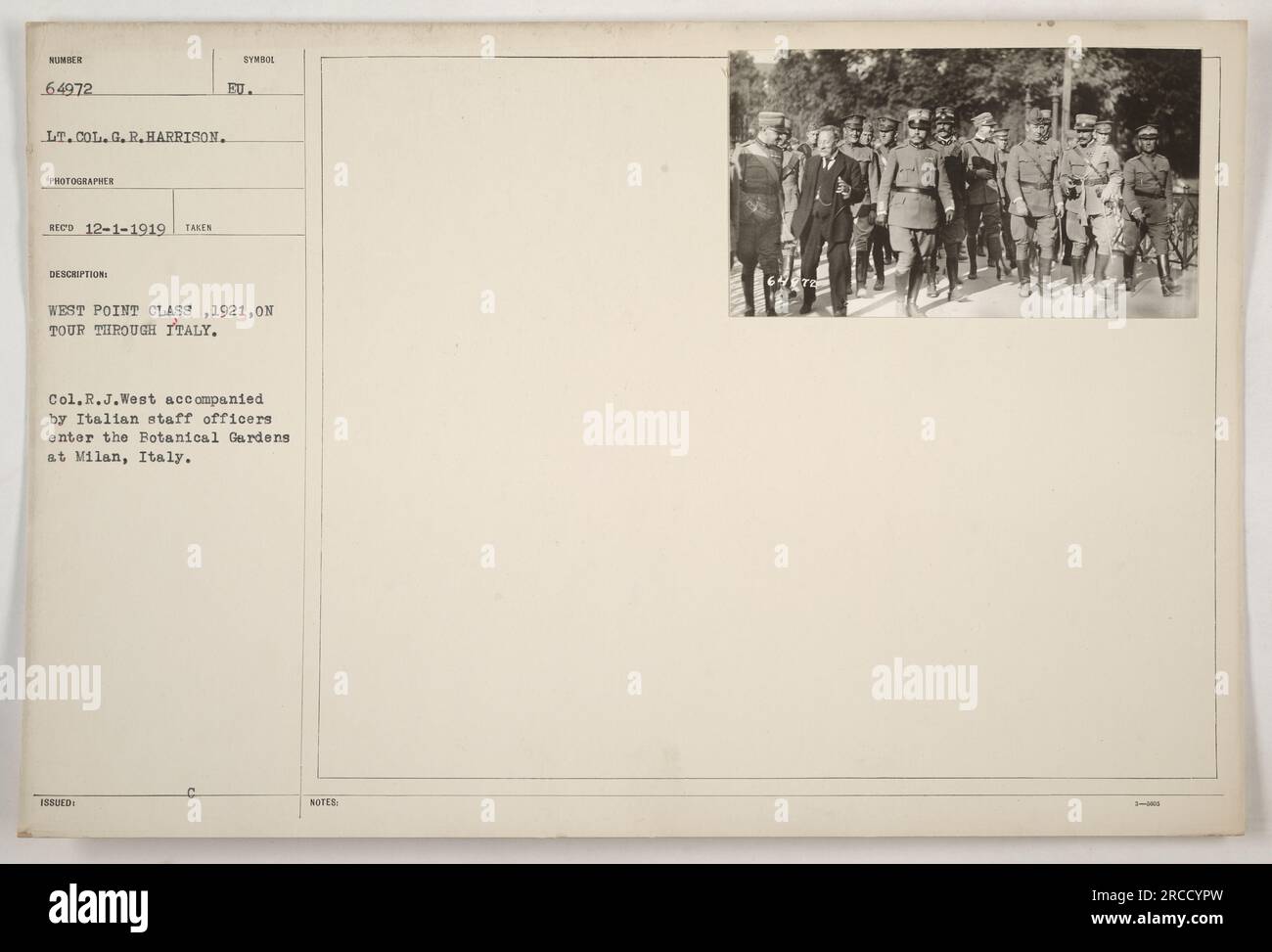 Lieutenant Colonel G. R. Harrison photograph of West Point class of ...