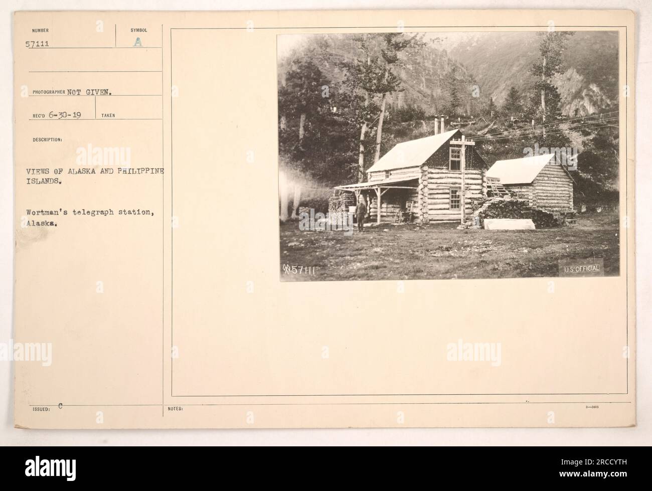 A photograph of Workman's telegraph station in Alaska, taken during ...