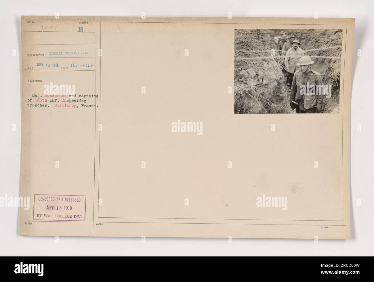 Maj. Henderson and officers from the 165th Infantry unit inspecting ...