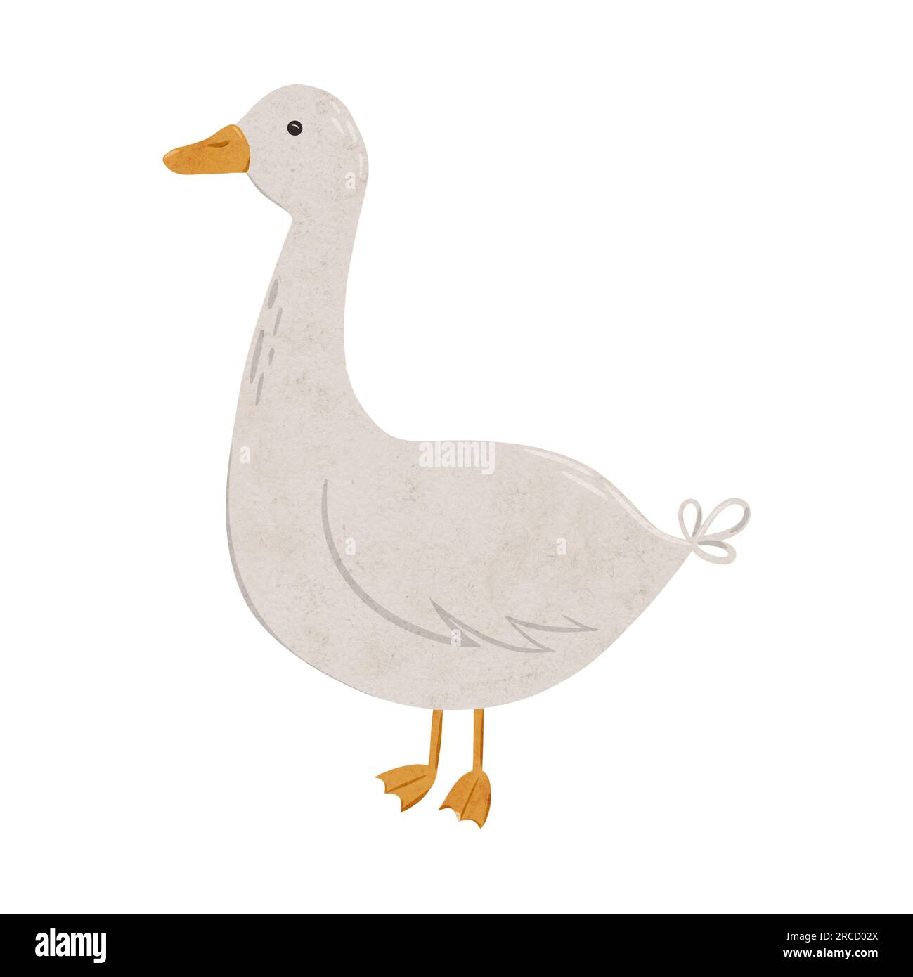 Cute goose. Digital hand drawn illustration with little farm animal ...